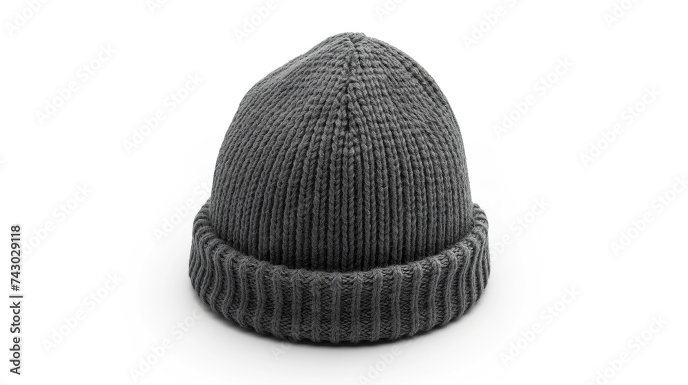 Blank beanie in grey color in white background for mockup template ...
