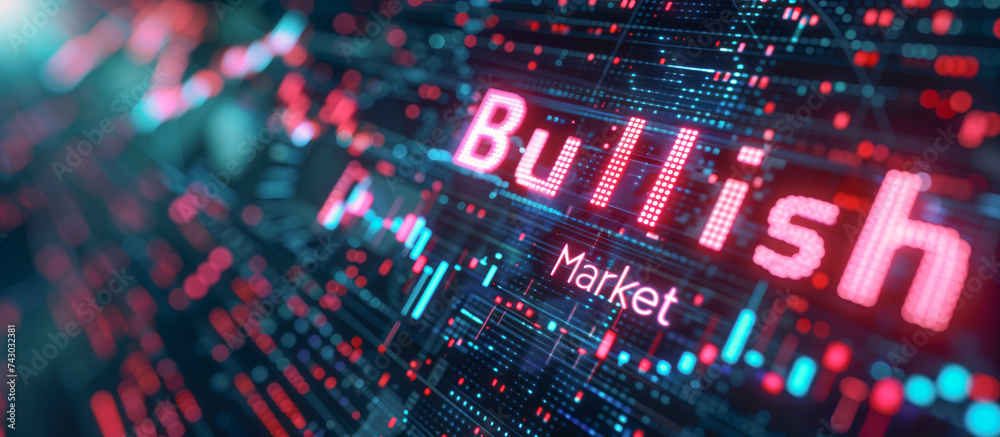 Bullish stock market text design with graph chart - Market Sentiment ...
