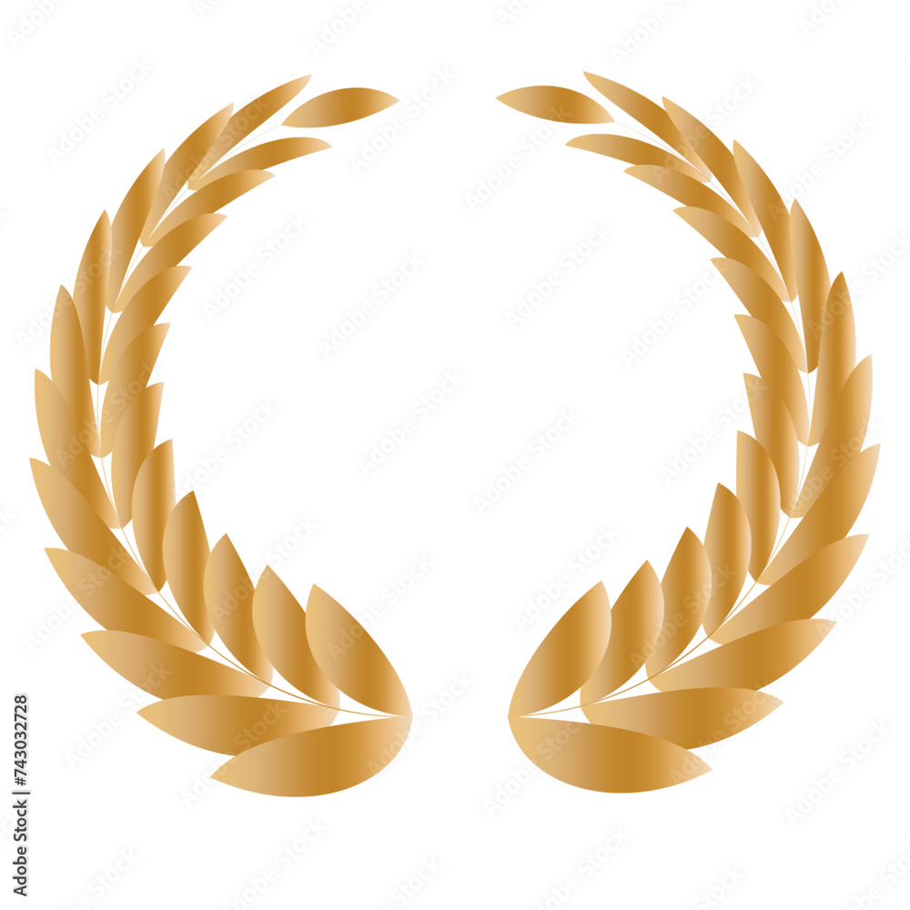 Golden, silver and bronze award signs with laurel wreath, award ...