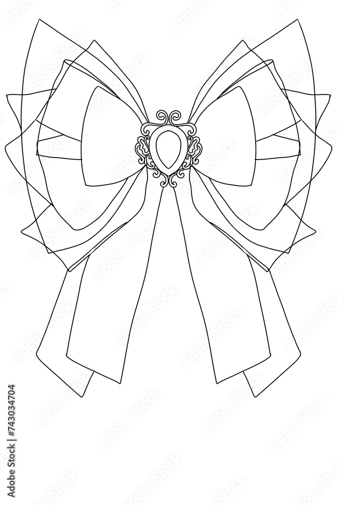 Bow Outline Illustration Drawable Printable Stock Illustration | Adobe ...