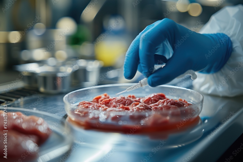 The laboratory offers meat culture dishes. that grows cells in the lab ...