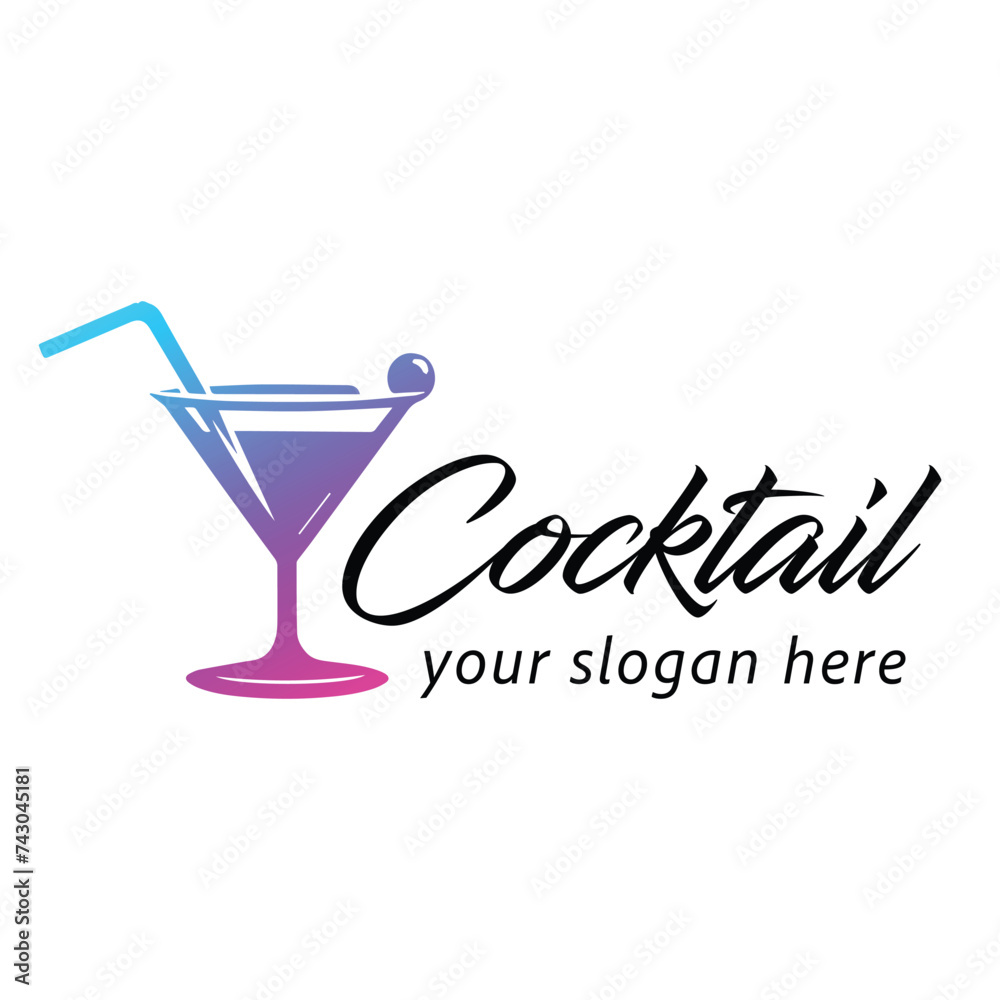 cocktail glass logo vector set template, cocktail glass logo vector set ...