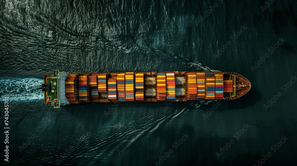 Merchant worldwide transportation ship full of Cargo Container boxes ...