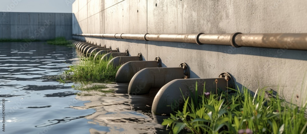 Overflow and infiltration well connected to drainage pipes dug in a ...