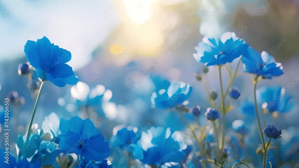 blue nemophila flower field in Hitachi seaside park, tourism in Japan, beautiful blooming blue ...