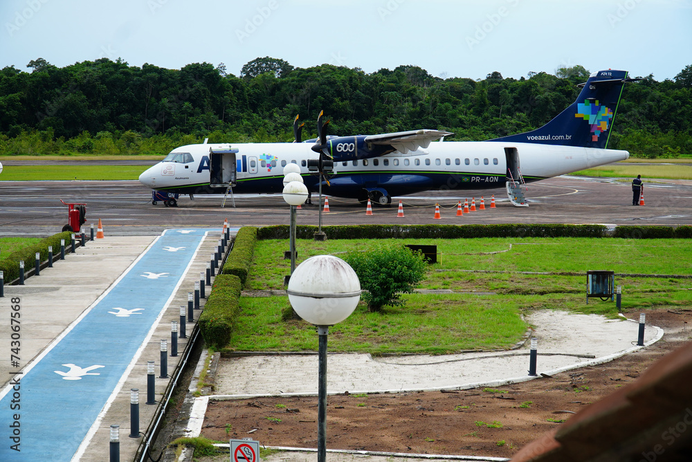 AZUL ATR 72 600 turboprop airplane at the regional airport of Porto ...