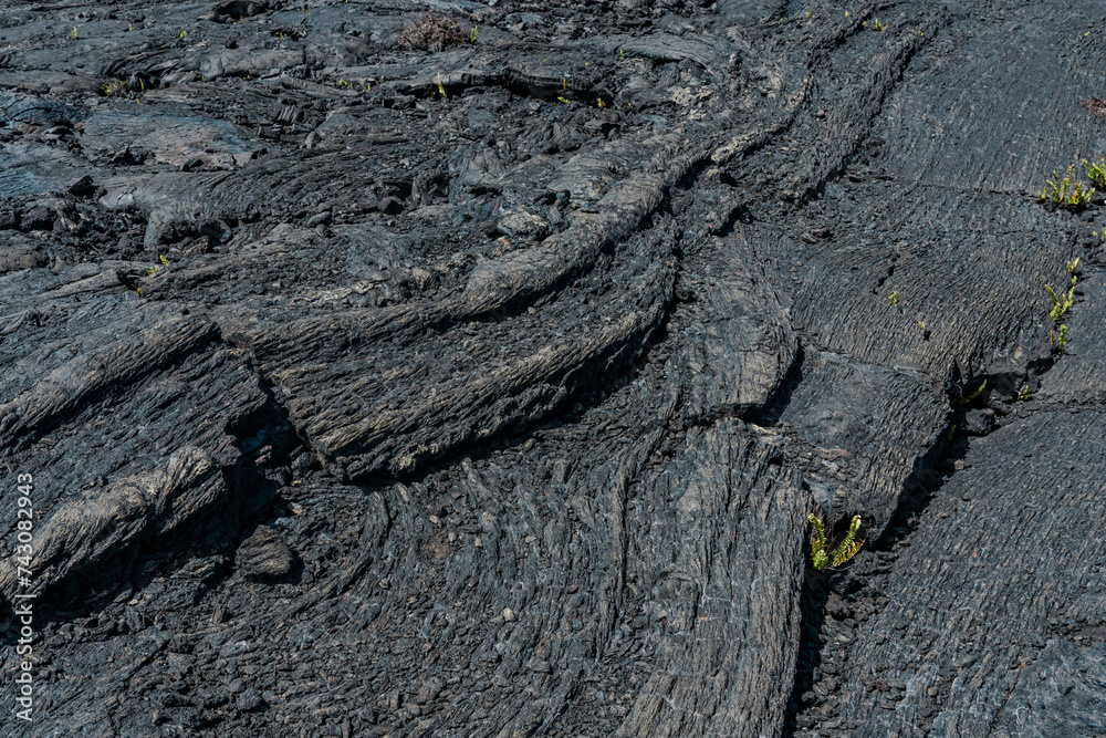 Pāhoehoe lava . Mauna Ulu Lookout. Chain of Craters Rd. Hawaiʻi ...