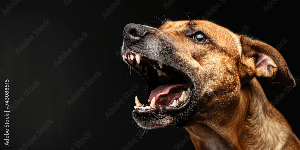 Growling Angry Dog Showing bared Teeth. Close-up of a snarling dog ...