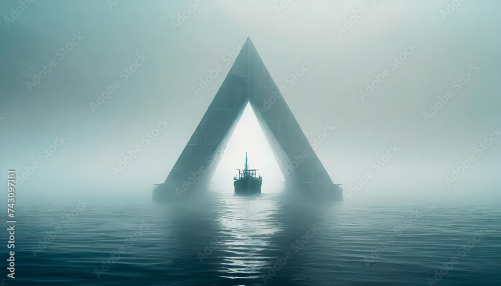 creepy mythical places – Bermuda Triangle in the fog Stock Illustration ...