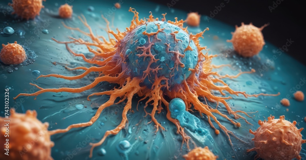 Cancer cells vis - illustration enhanced scanning electron micrograph ...