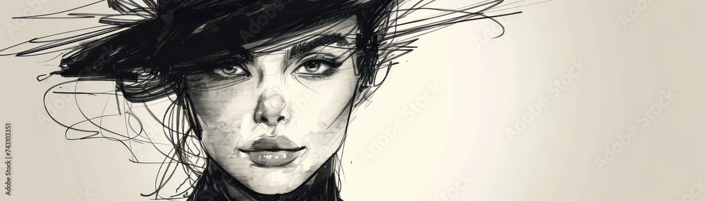 Sketch a garconne look in charcoal highlighting androgynous fashion of ...