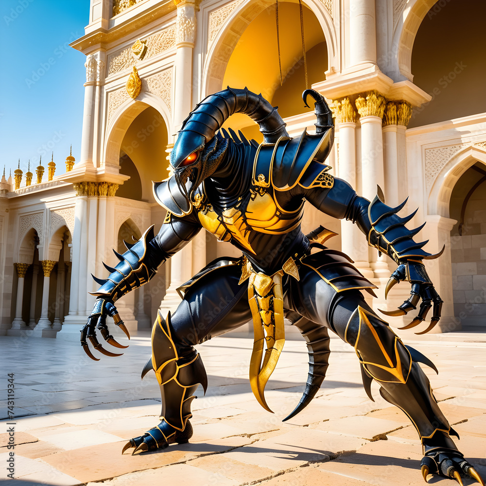 Imagine a creature with the body of a fearsome scorpion, but instead of ...