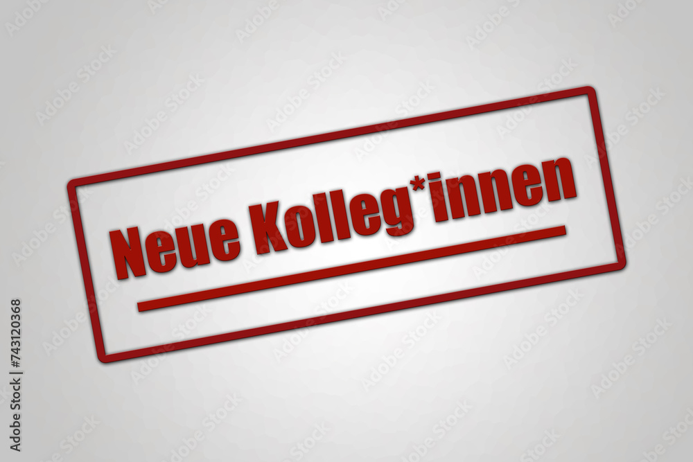 Neue Kolleginnen. Eine rote Stempel Illustration isoliert auf ...