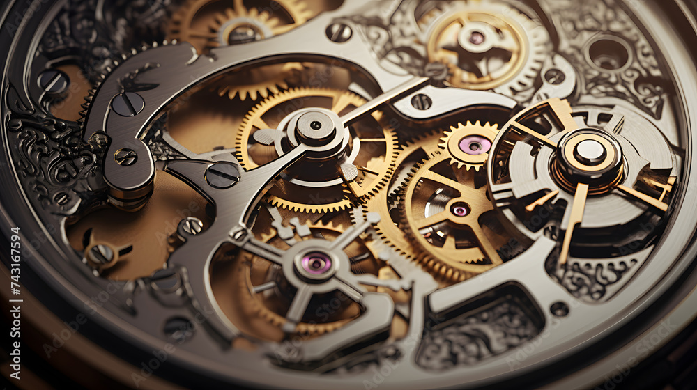 clock mechanism, working clock, tic tac, technology of a clock Stock ...