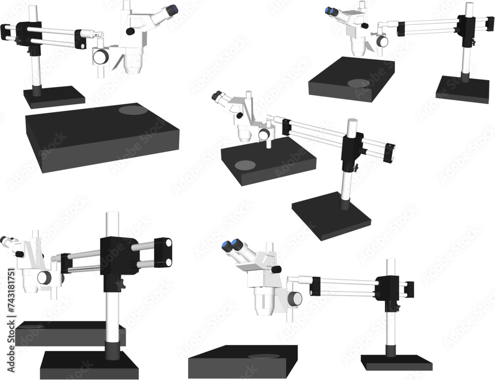 Vector sketch illustration of digital microscope design for viewing ...