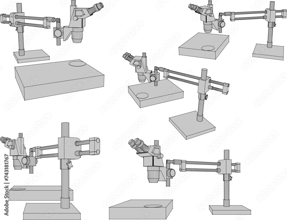 Vector sketch illustration of digital microscope design for viewing ...
