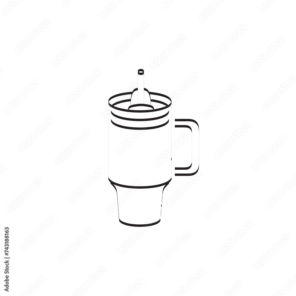 Stanley Cup Tumbler Drink Icon Flat Outline Vector, PNG, JPEG in Black ...