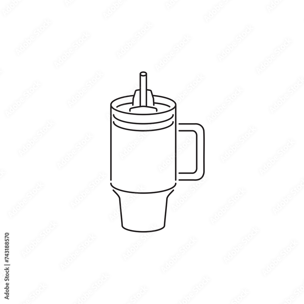 Stanley Cup Tumbler Drink Icon Flat Outline Vector, PNG, JPEG in Black ...
