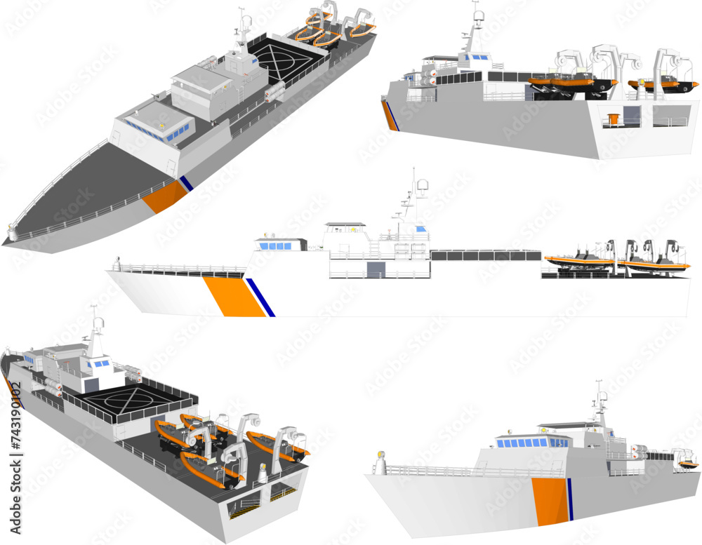 Vector sketch illustration of the design of a modern naval warship ...