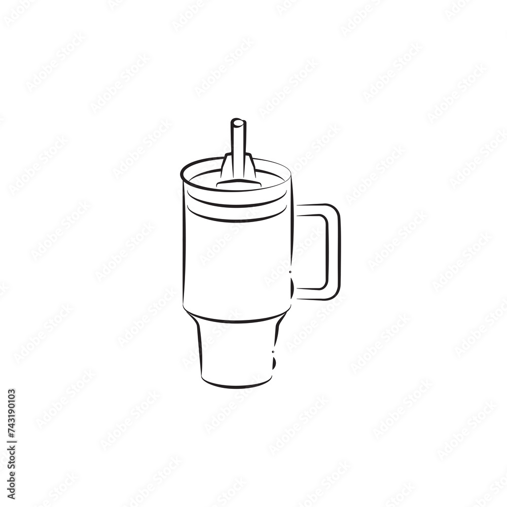 Stanley Cup Tumbler Drink Icon Flat Outline Vector, PNG, JPEG in Black ...