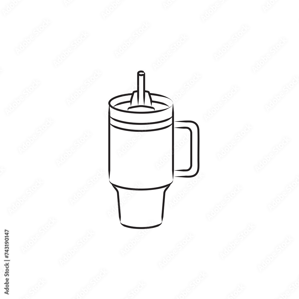 Stanley Cup Tumbler Drink Icon Flat Outline Vector, PNG, JPEG in Black ...