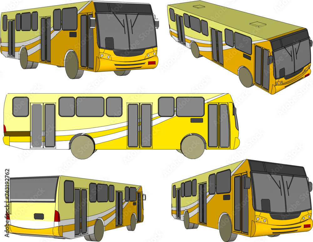 Vector sketch illustration of touring car design for tours at the zoo ...