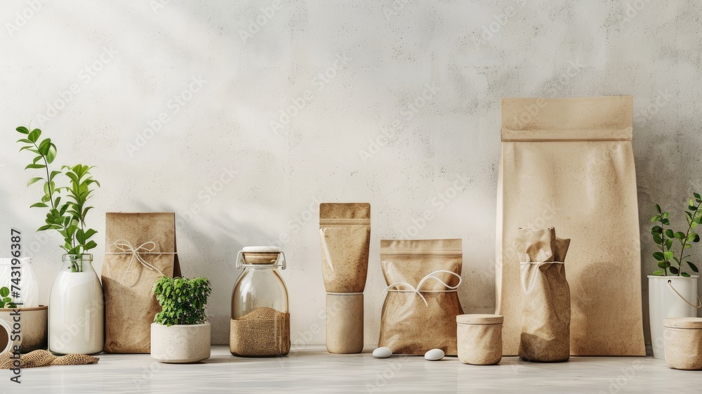 eco-friendly packaging mock-ups featuring natural materials, the earthy ...