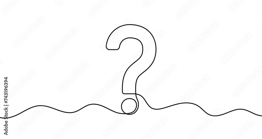 Continuous editable drawing of question mark. Question mark in one line ...