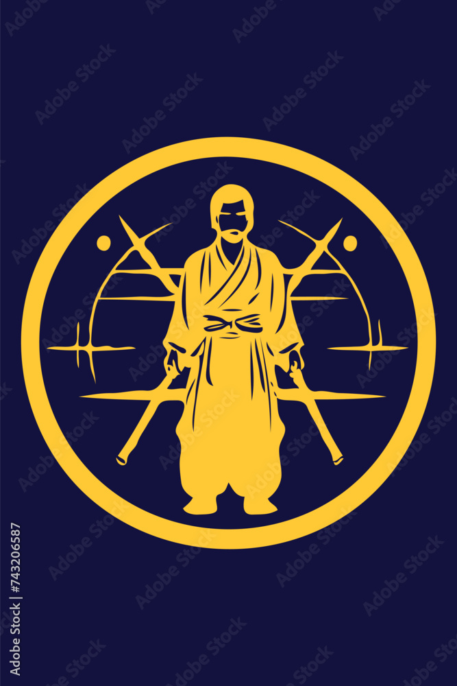 Ninja shinobi taking katana ready to fight. Craft of drawing out sword ...