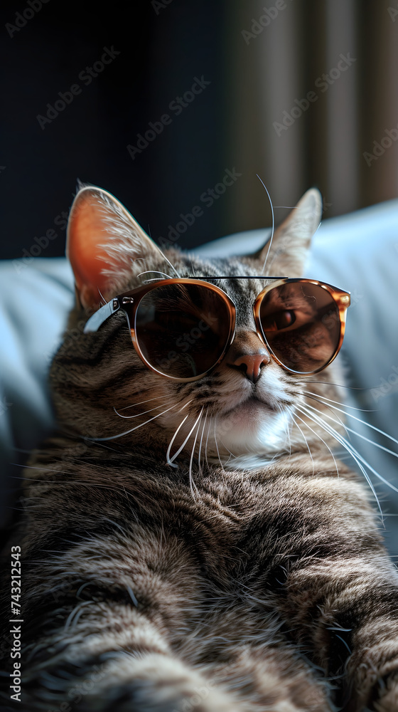 cat with sunglasses, cute kitten, animals, fur, kitty, looking ...