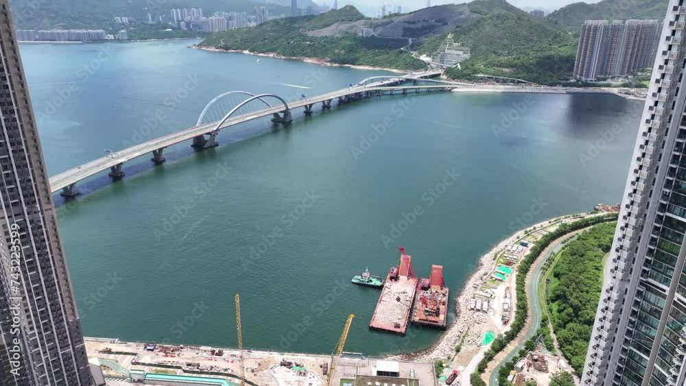 Hong Kong Tseung Kwan O Cross Bay Link Prefabricated steel arch bridge ...