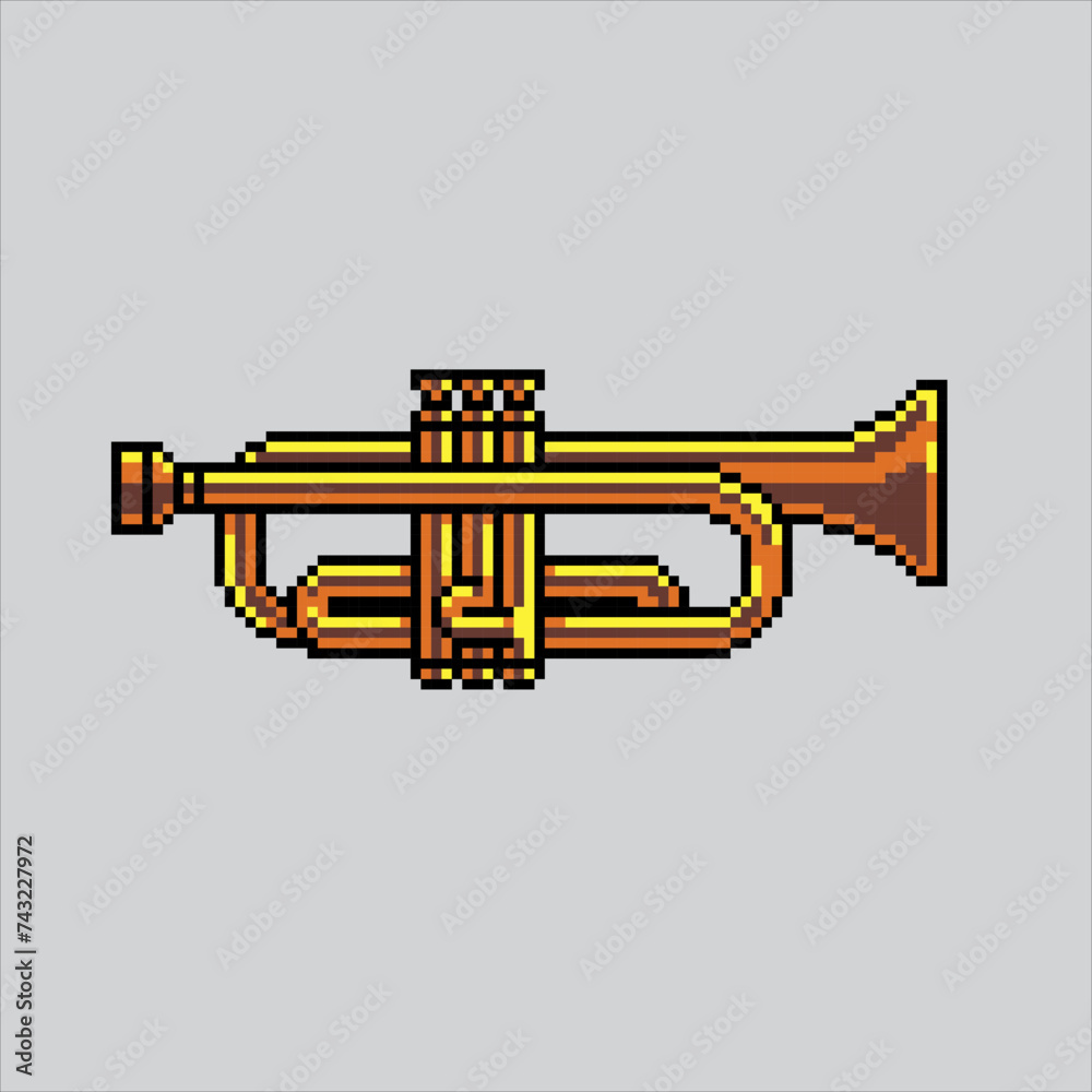 Vetor de Pixel art illustration Trumpet. Pixelated Trumpet. Trumpet ...