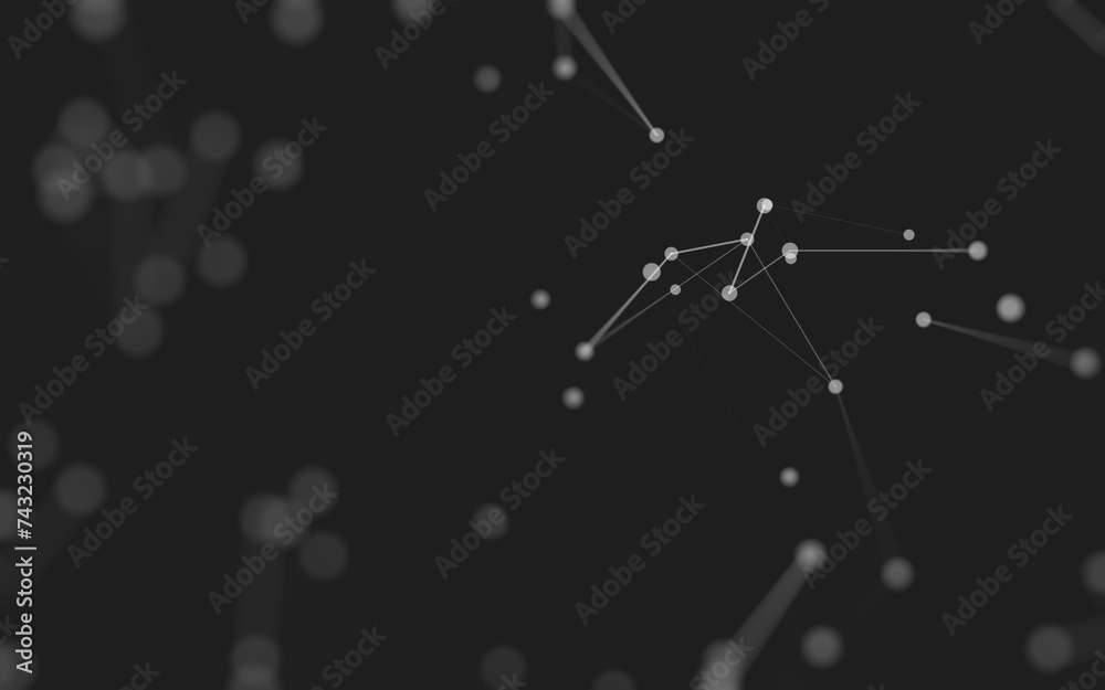 Abstract Background Molecules Technology With Polygonal Shapes Connecting Dots And Lines