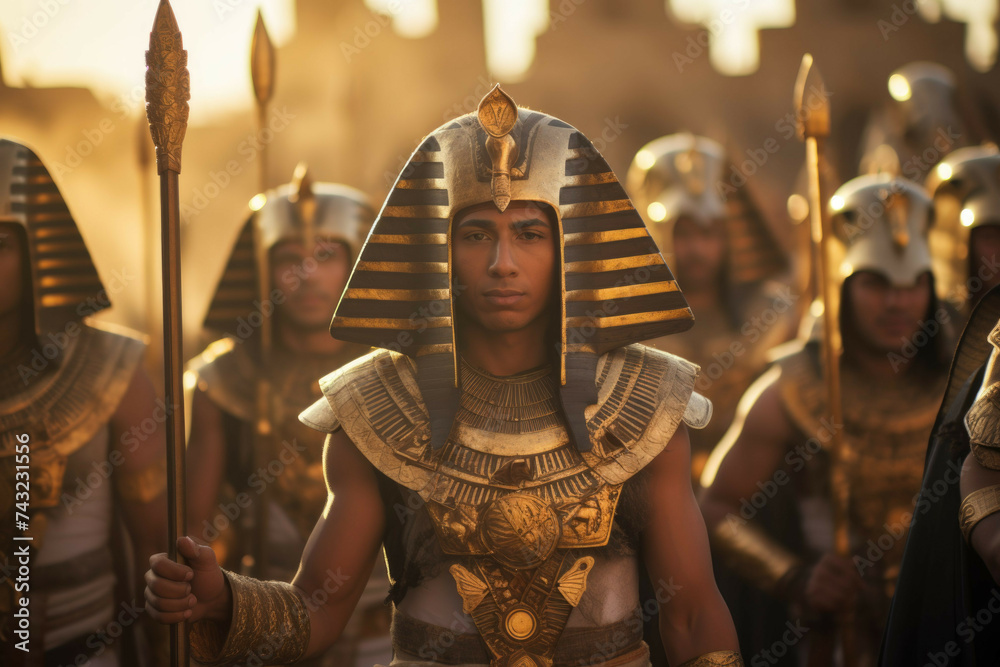 Ancient Egyptian pharaohs performing a ritual in front of the Great ...