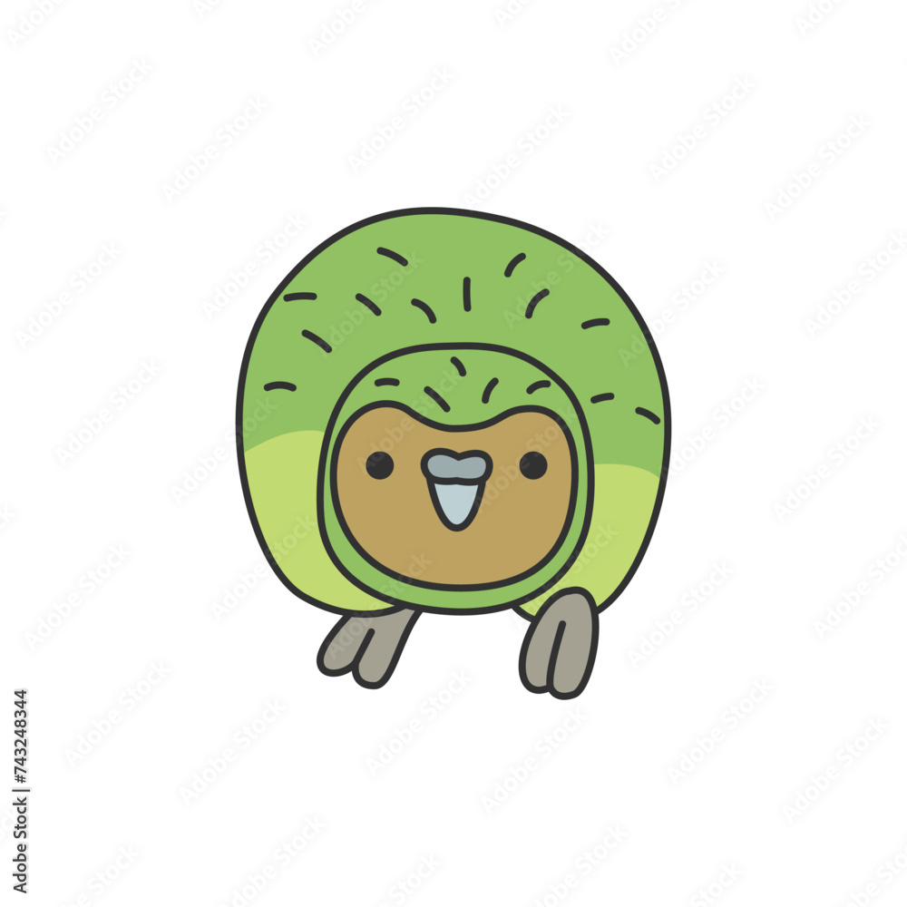 Cute cartoon kakapo parrot. Vector illustration. Isolated on white ...