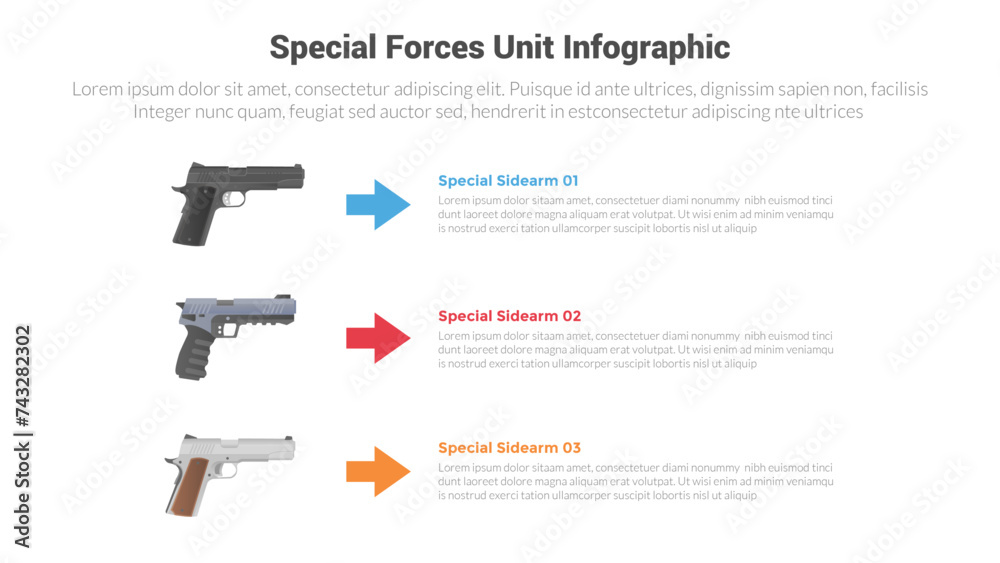 Poster special forces unit equipment gears infographics template ...