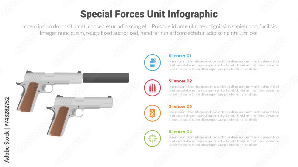 special forces unit equipment gears infographics template diagram with ...