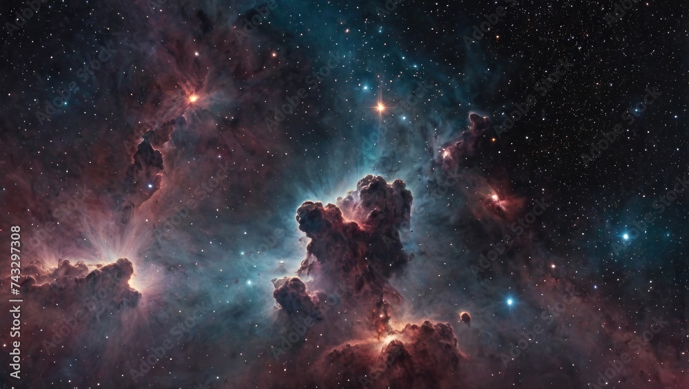 Interstellar nebulae forms of cosmic dust clouds, star birth regions ...