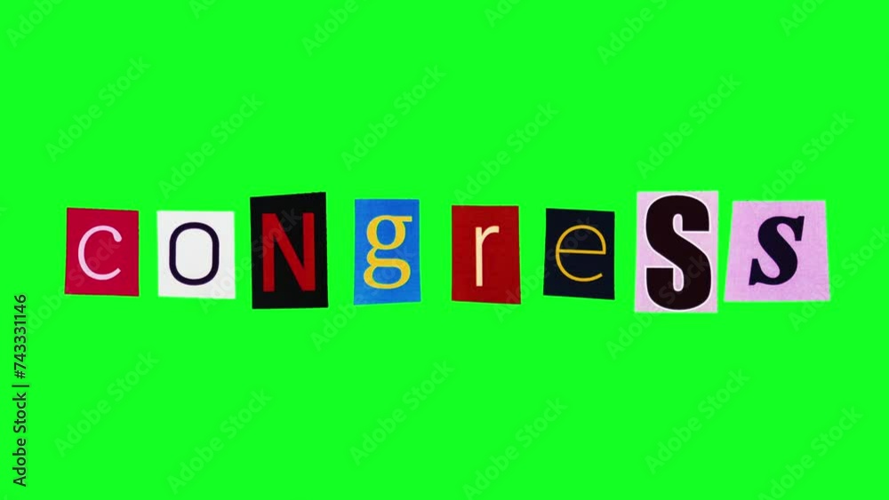 The word congress compiled from single letters cut from magazines ...