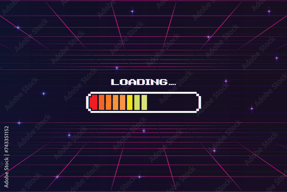 LOADING .pixel art .8 bit game. retro game. for game assets in vector ...