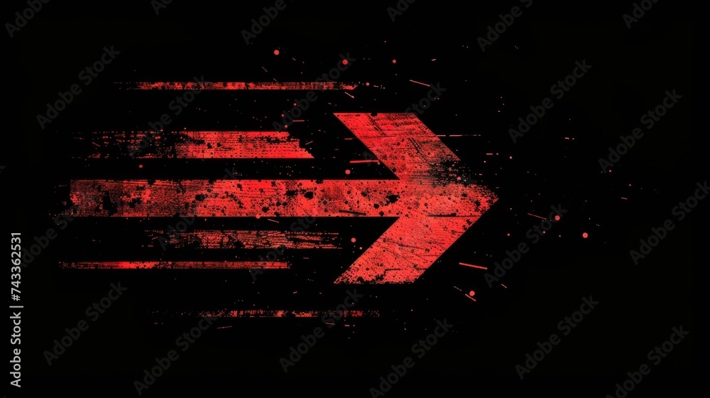 A bold red arrow stands out against a solid black background in this ...