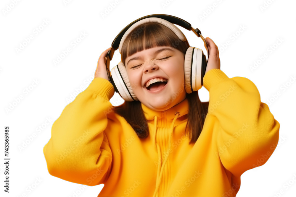 Happy girl with Down syndrome having fun, Isolated on transparent PNG ...