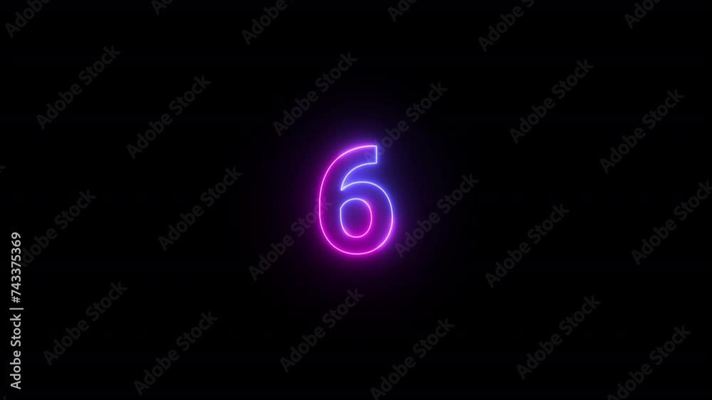 10 Seconds Countdown Timer Animation Neon Glowing Countdown Number