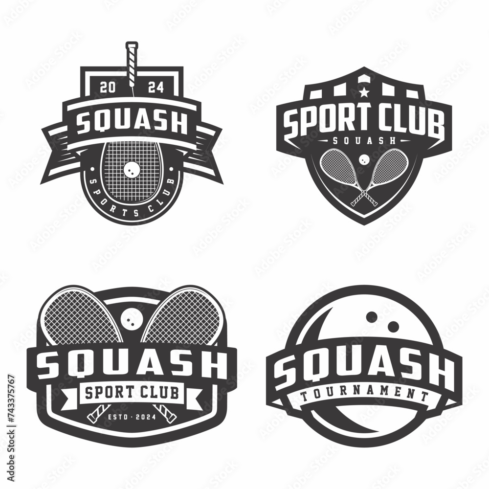 Squash logo collection, emblem set collections. Squash logo badge ...