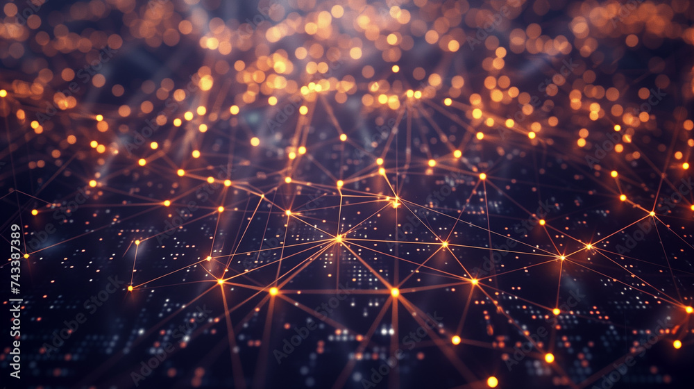 Neural network, IT background, IT wallpaper, digital interface ...