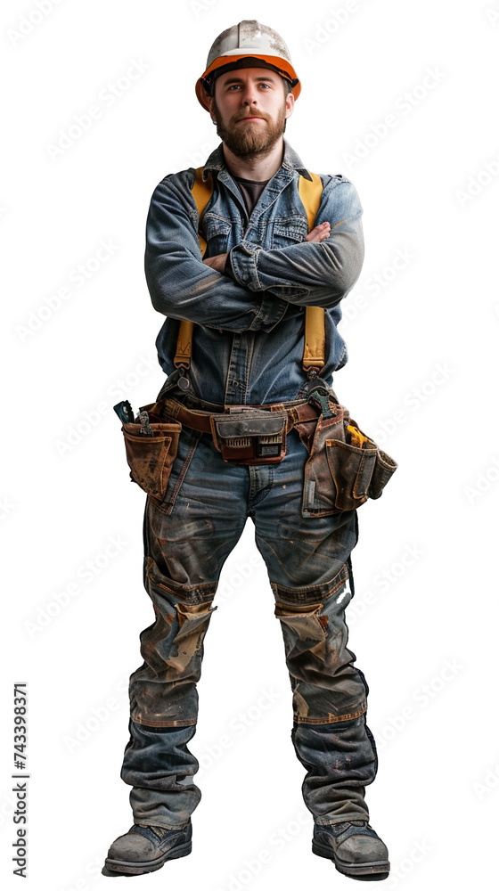 Isolated, transparent, no background, Proud Male Carpenter Standing ...