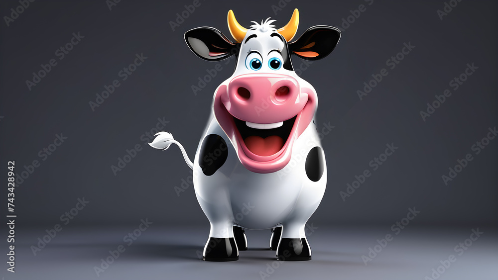 a cartoon character with happy face funny happy and cute cow laughing ...