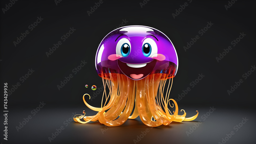 a cartoon jelly fish with a happy face funny happy and cute jellyfish ...