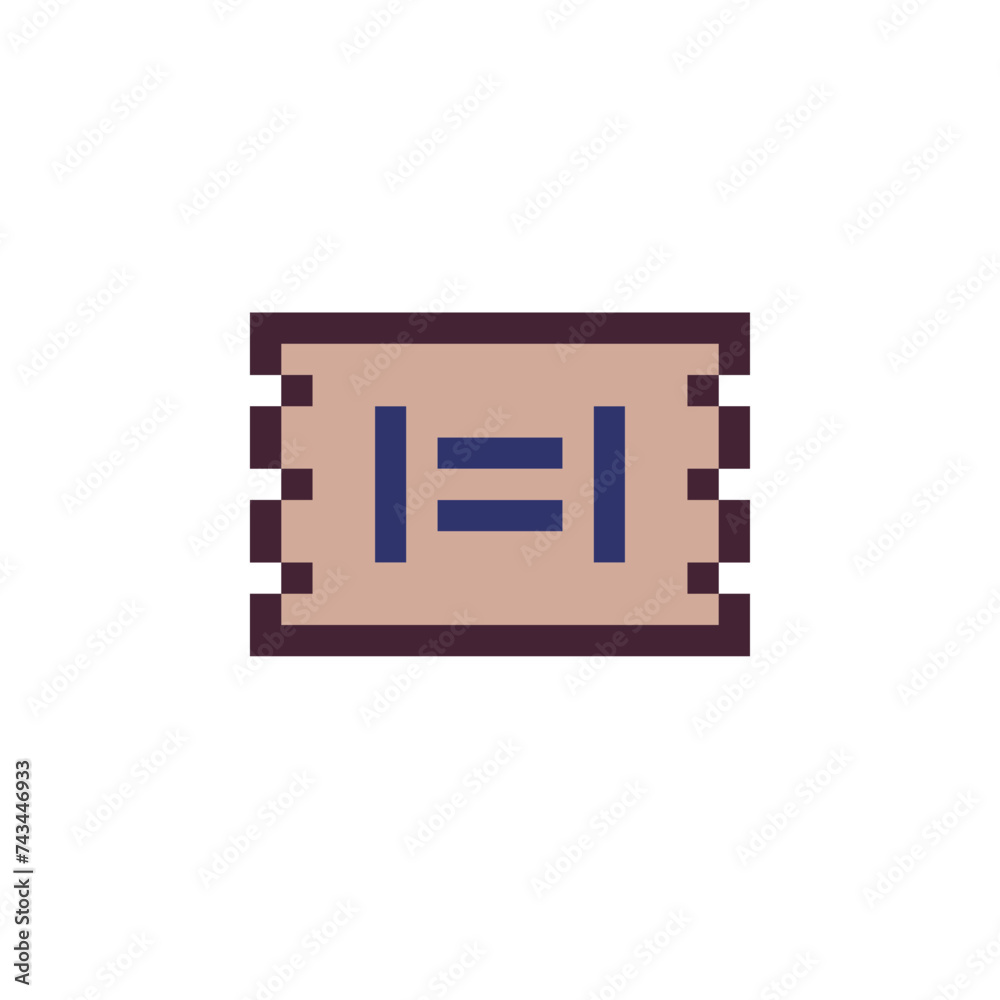 Admission ticket. Travel abstract pixel art icon. 8-bit stile. Element ...