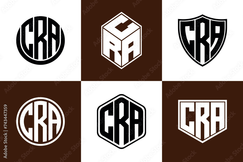 CRA initial letter geometric shape icon logo design vector. monogram ...